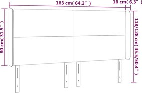 Čelo postele s LED černé 163 x 16 x 118/128 cm samet 3123824