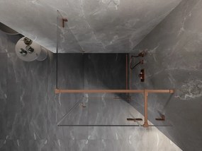 Mexen Lunar T, sklopný sprchový kout pravý 110 x 110 cm, 8mm čiré sklo, profil měděná matná, 834T-110-110-65-00-P
