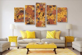 5-dílný obraz abstrakce inspirovaná G. Klimtem