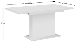 Kondela Jídelní stůl, bílá, 160-200x90 cm, BOBA