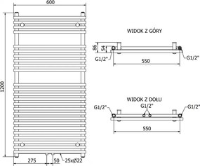 Mexen Sol, elektrické topné těleso 1200x600 mm + topná tyč 900 W, antracitová, W125-1200-600-2900-66