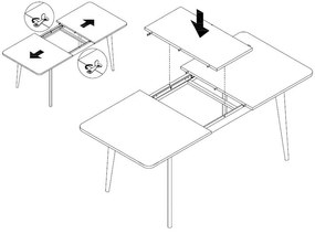 Rozkládací jídelní stůl Nordi 140x80 cm, dub/bílý