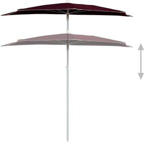 Zahradní půlkruhový slunečník s tyčí 180 x 90 cm bordó 315563