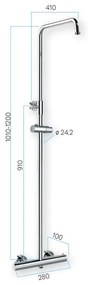 Mereo Mereo, Termostatická nástěnná sprchová baterie s hadicí, ruční a talířovou hranatou sprchou 300x190mm, CB60104TSG