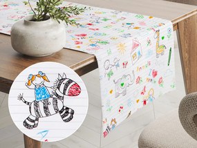 Biante Dětský bavlněný běhoun na stůl Sandra SA-041 Barevné omalovánky 20x160 cm