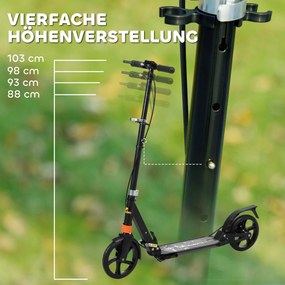 AIYAPLAY Dětská koloběžka s nastavitelnými rukojeťmi, skládací dětská koloběžka pro děti 6-12 let 94 x 36 x 88-103 cm, černá