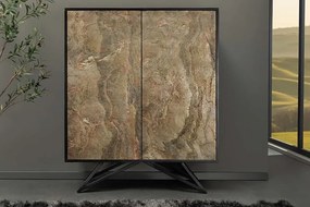 Luxusní vysoká skříňka Asia z akáciového masivu a přírodního kamene 100cm