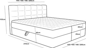 Čalouněná postel boxspring DIRELIS TRINITY 140x200 cm šedá Matrace: Matrace Bonell pružinová