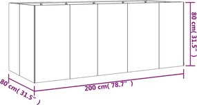 vidaXL Zahradní vyvýšený záhon 200 x 80 x 80 cm cortenová ocel [824539]