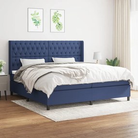 Box spring postel s matrací modrá 200x200 cm textil 3131703