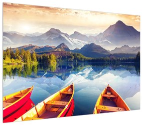 Obraz horské krajiny s jezerem (100x70 cm)
