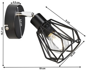 Kondela Nástěnná lampa, černá/kov, OKIRA TYP 2