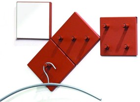 Mørtens furniture Nástěnný věšák Jordon, set 4 kusů, 15 cm, červená