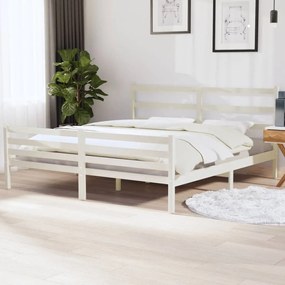 Rám postele bílý masivní borovice 180 x 200 cm Super King,  3103729 HangarStore.cz