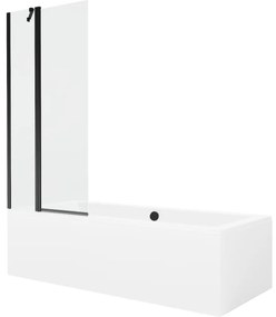 Mexen Cube obdélníková vana 180 x 80 cm s pláštěm 1-křídlovou zástěnou 80 cm, Průhledné, Černá - 550518080X9408117000