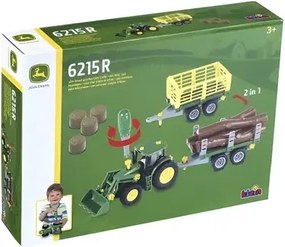 Traktor John Deere s natáčecím řízením a 2 přívěsy / Traktor / 2 přívě