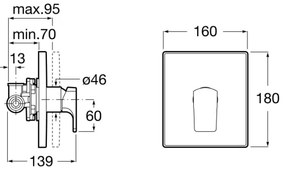 Roca A5A2B01C00 - Sprchová baterie pro podomítkovou instalaci L90 lesklý chrom