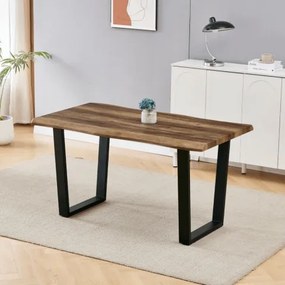 Jídelní stůl 140 × 80 cm staré dřevo | Industriální U podnož pro 4–6 osob