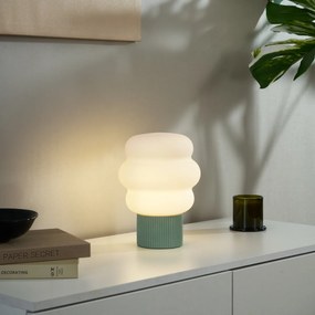 Japandi stolní lampa zelená s opálovým sklem 18cm - Kumo