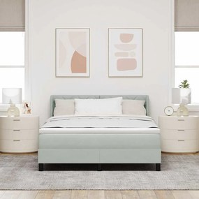 Postel s boxspringem s čelo Světle šedá 190 x 140 cm samet 3341516