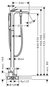 Hansgrohe Vivenis Baterie vanová páková volně stojící, bílá mat 75445700