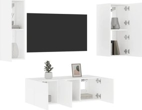 vidaXL 4dílná obývací stěna s LED osvětlením kompozitní dřevo [3216808] Barva: Bílá