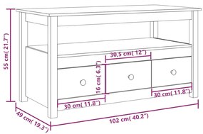 Konferenční stolek 102 x 49 x 55 cm masivní borové dřevo - Default Title