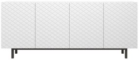 Komoda Scalia II 4D 190 cm - bílý mat / černý podstavec