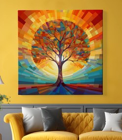 Obraz na plátně - Strom života geometrie FeelHappy.cz Velikost obrazu: 120 x 120 cm