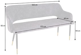 Designová lavice Laney 162 cm šedý samet