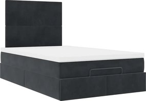 Osmanský rám postele s matracemi černý 120x200cm samet 3314242