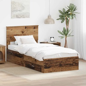 Rám postele s čelo Staré dřevo 90 x 190 cm Kompozitní dřevo 3410956