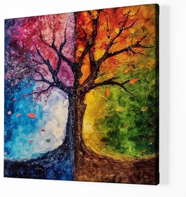 Obraz na plátně - Strom života Čtvero ročních období FeelHappy.cz Velikost obrazu: 100 x 100 cm