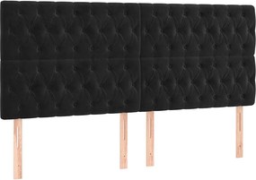 Čelo postele s LED černé 200x7x118/128 cm samet 3122828