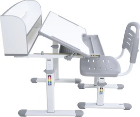 Rostoucí psací stůl a židle STUDY - šedá / bílá