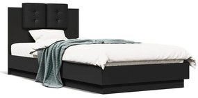 Rám postele s čelem černý 90 x 200 cm kompozitní dřevo,  3209941
