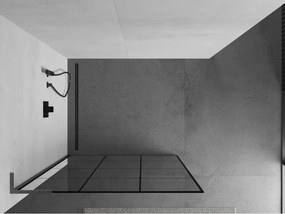 Mexen Kioto L, sprchová zástěna Walk-In 100 x 200 cm, 8mm čiré sklo černý vzor, ​​grafitový profil, 800-100-103-66-77