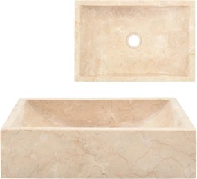 Umyvadlo 45 x 30 x 12 cm mramor krémové s vysokým leskem 142773