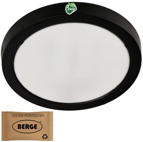 BERGE Kulatý LED panel přisazený černý - 24W - PC - neutrální bílá