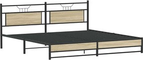 Kovový rám postele bez matrace dub sonoma 200 x 200 cm 3325123