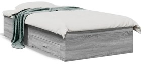 Rám postele se zásuvkami šedý sonoma 75x190 cm kompozitní dřevo - Default Title