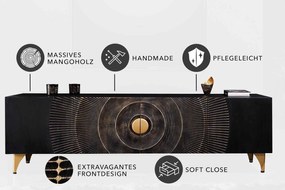 Designový TV stolek Venetia 180 cm černo-zlatý