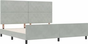 Postel s boxspringem s čelo Světle šedá 200 x 200 cm samet 3344897