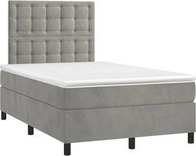 Box spring postel s matrací světle šedá 120x190 cm samet 3270019