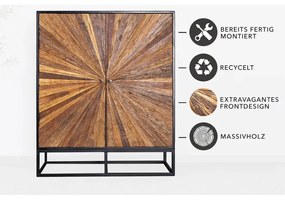 Massive home | Vysoká komoda BARRACUDA 120cm hnědé mangové dřevo s teakovou šedou přední deskou