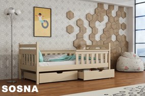 Dřevěná postel EMA  90x190  cm s úložným prostorem masiv - přírodní