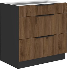 Spodní skříňka, ořech okapi/černá, MENZO 80 D 3S BB