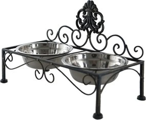Černé antik kovové misky pro psa Potier ornament - 39*19*25 cm