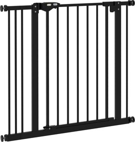 Bezpečnostní branka do dveří pro psy, zábrana, bezpečnostní branka pro domácí zvířata, kov, plast, 74-87 cm, černá