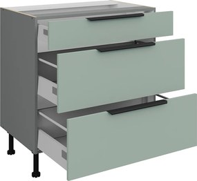 ARIA sa | dolní skříňka 80 D 3S zásuvková | 80 cm | PREMIUM BOX | antracit/aquamarine
